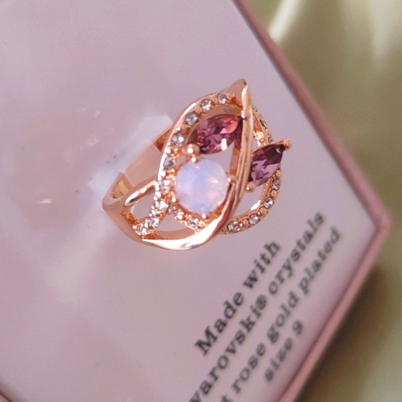 Sparkle Allure | Jewelry | New Sparkle Allure 8k Rose Gp Swarovski Amethyst Opal Ring Sz 9 In ...